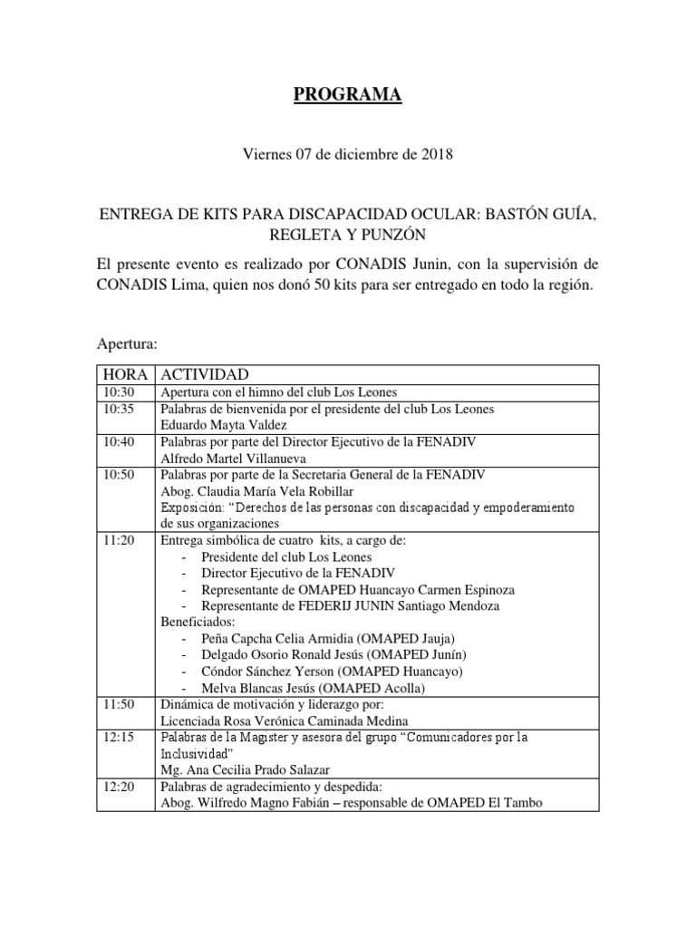 PROGRAMA de Evento | PDF