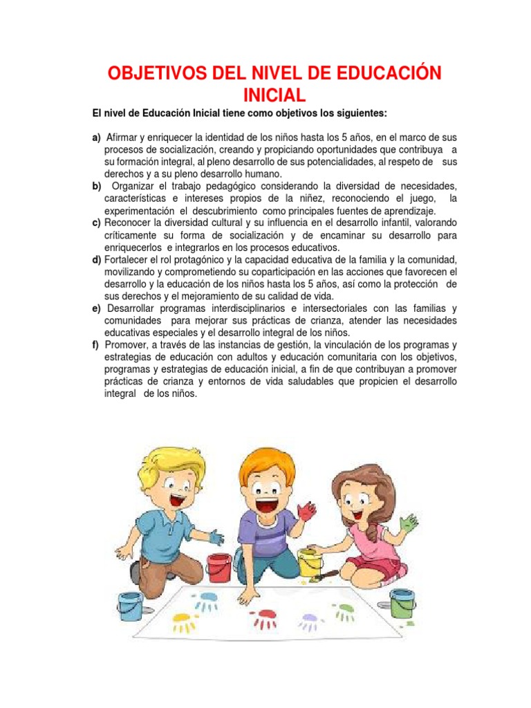 Objetivos Del Nivel de Educación Inicial