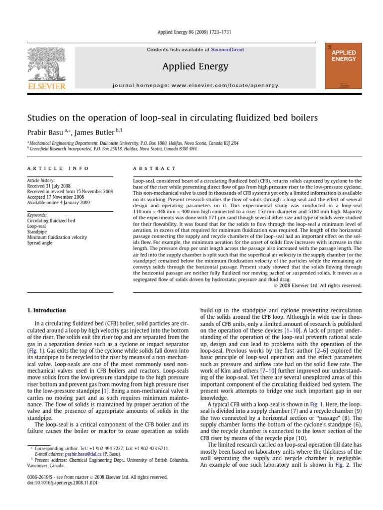 Loop-Seal Dynamics in CFB Boilers | PDF | Fluidization | Gases