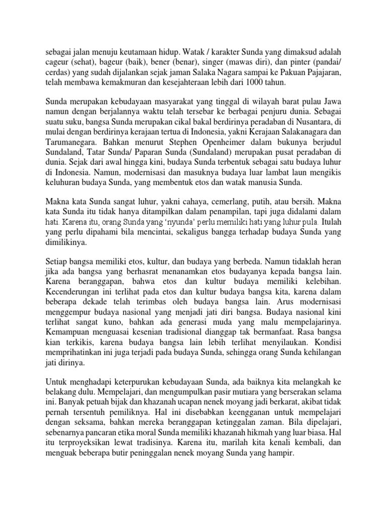 Watak Sunda: Jalan Keutamaan Hidup | PDF | Kajian Bahasa Asing | Agama ...
