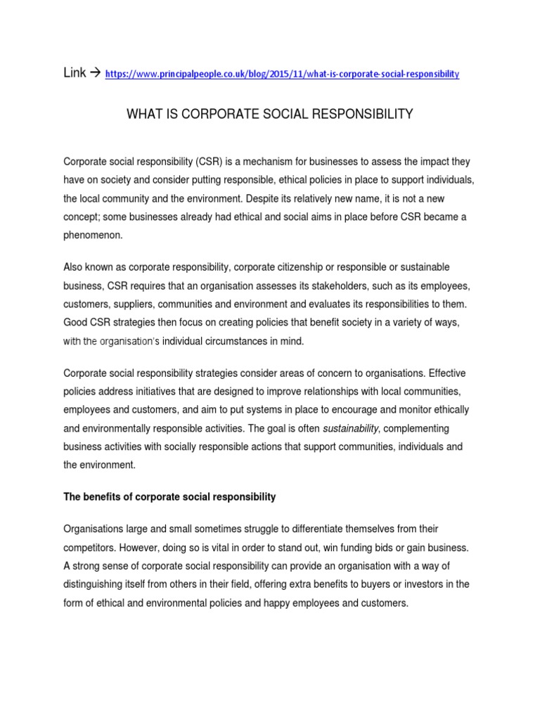 What Is Corporate Social Responsibility | PDF | Corporate Social ...