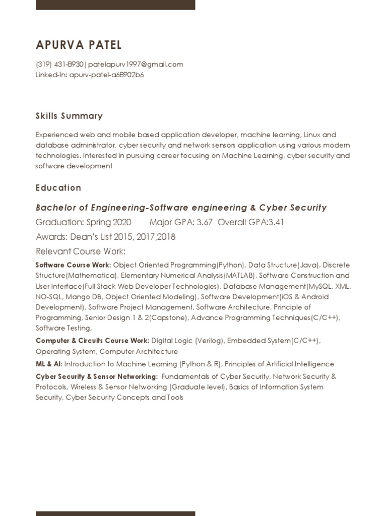 Apurva Patel Resume 2019 | PDF | Computer Security | Security