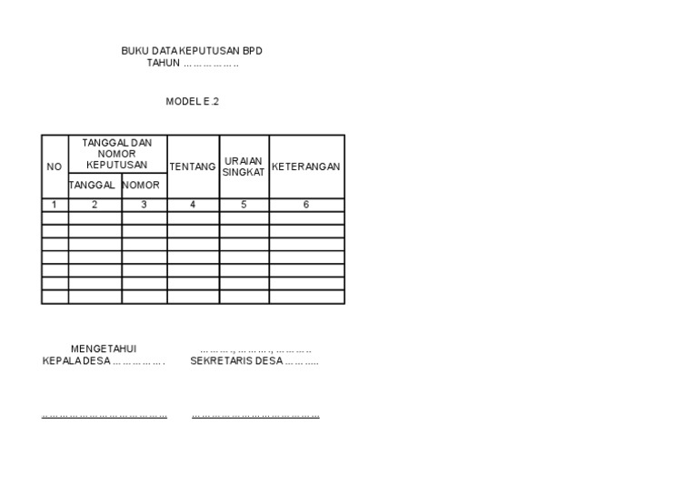 Buku Data Keputusan BPD | PDF