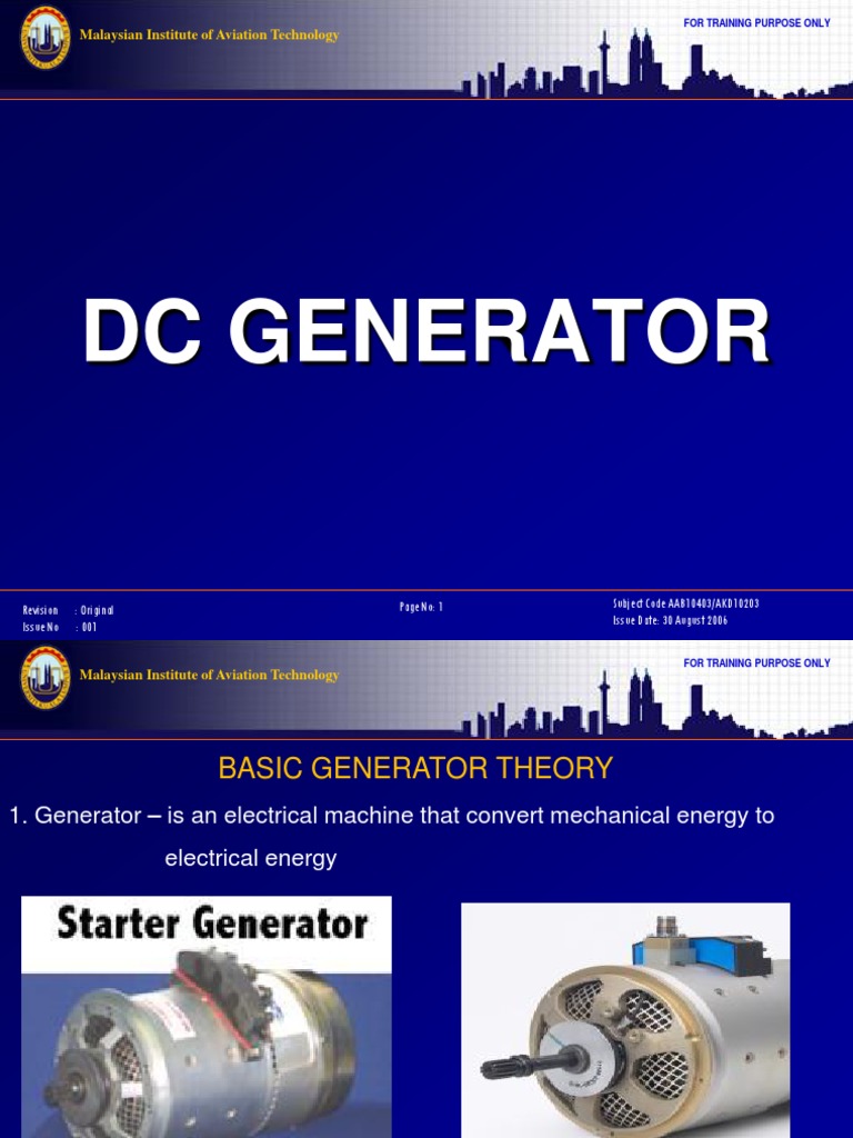 DC Generator: Malaysian Institute of Aviation Technology | PDF ...