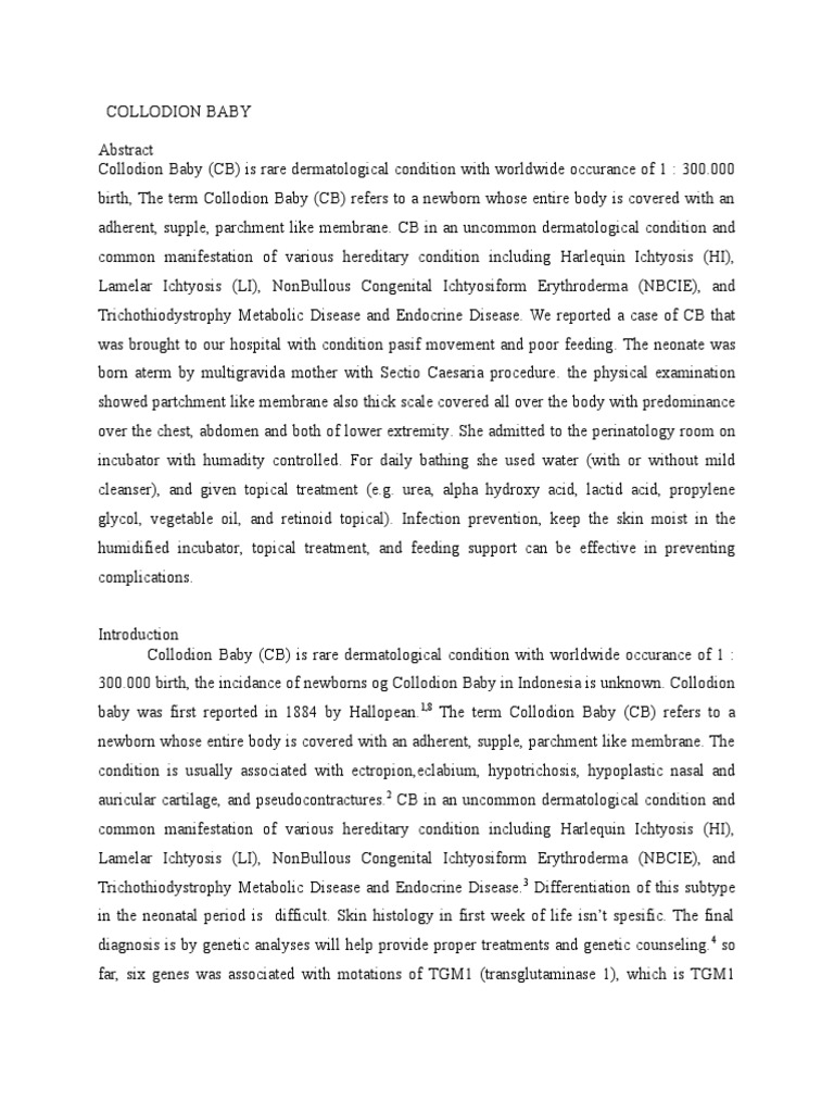 Collodion Baby | PDF | Neonatal Intensive Care Unit | Infants