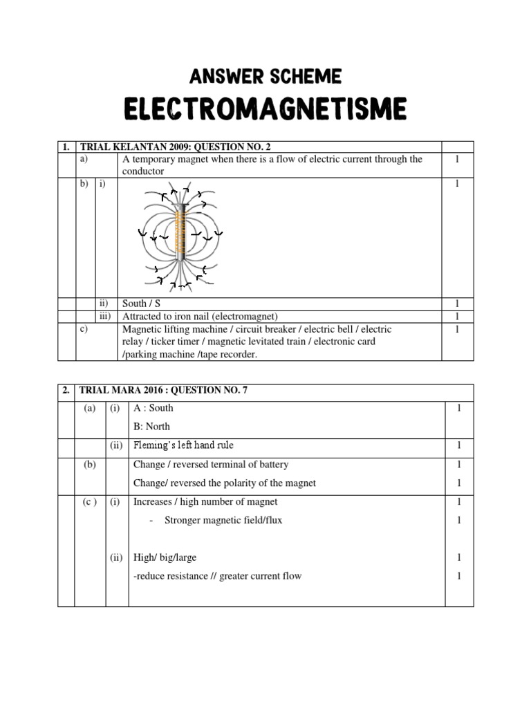 Answer Scheme Electromagnetism | PDF | Transformer | Inductor