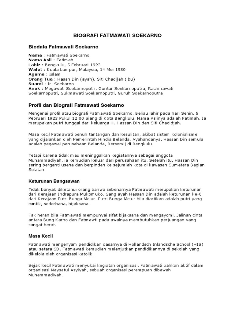 Biografi Fatmawati Soekarno | PDF