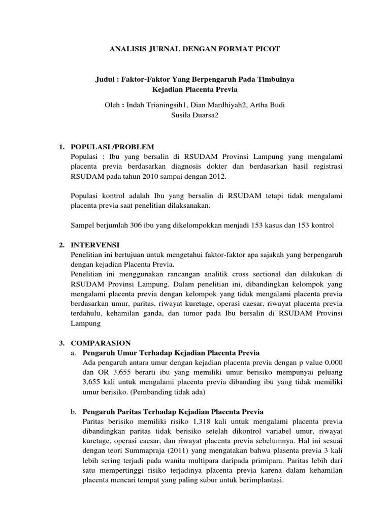 Analisis Jurnal Dengan Format Picot | PDF | Pengembangan Diri | Kesehatan Holistik