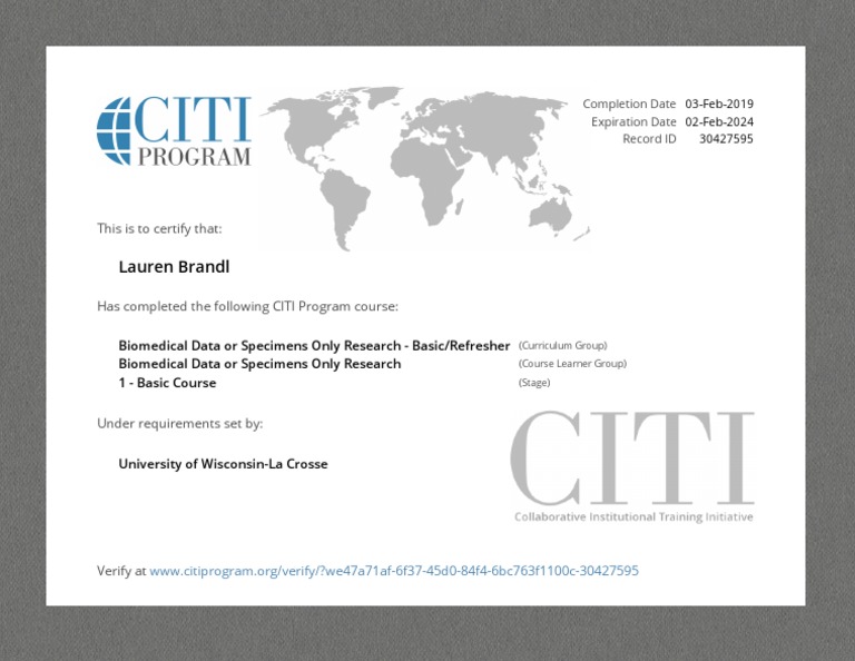 Citi Completion Certificate | PDF