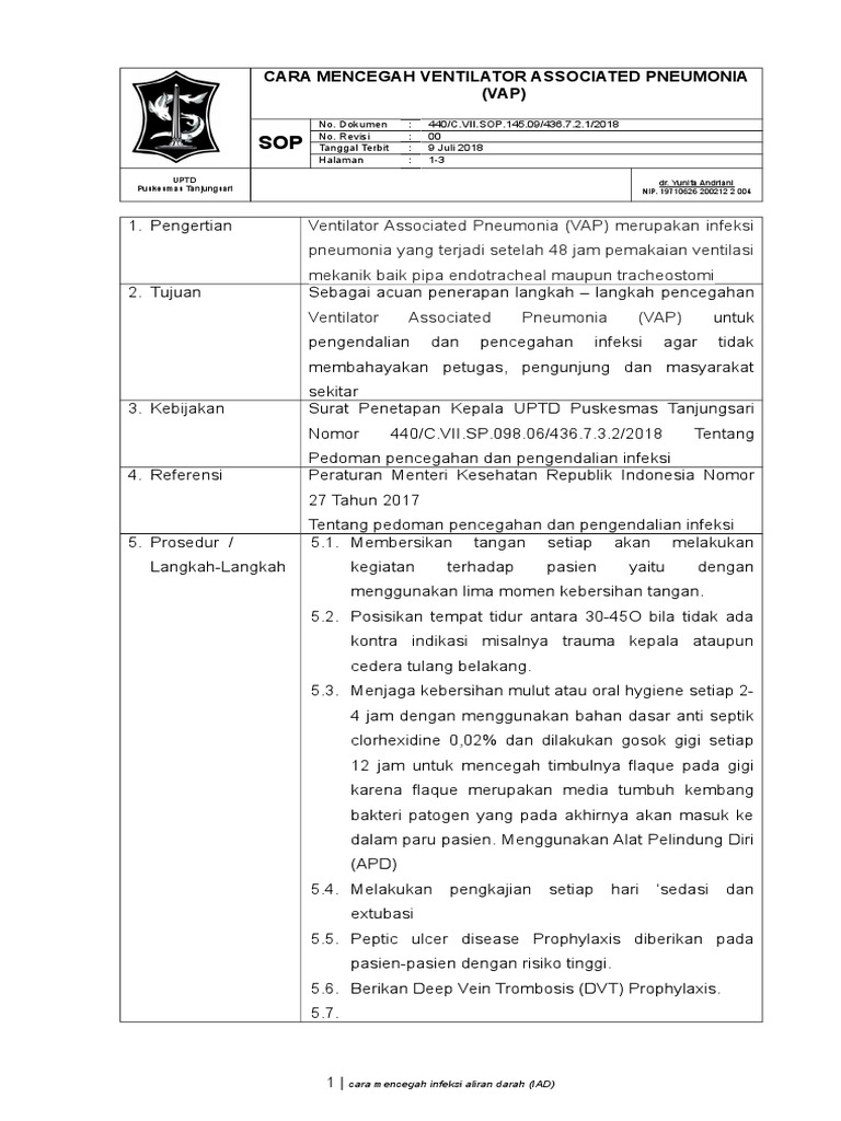 SOP Cara Mencegah VAP | PDF