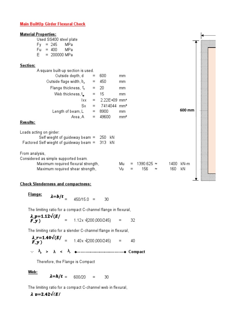 Material Properties:: Main Builtup Girder Flexural Check | PDF ...