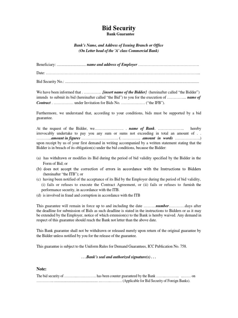 Bid Security Form | PDF | Guarantee | Virtue