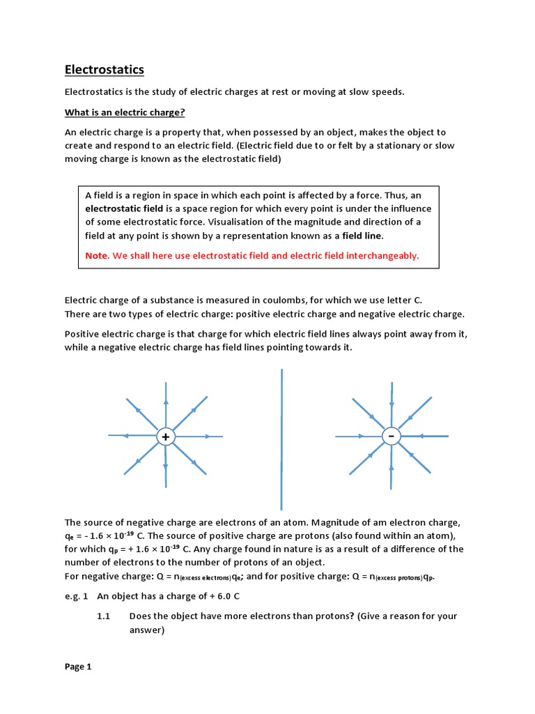Electrostatics | PDF | Electric Charge | Electric Field