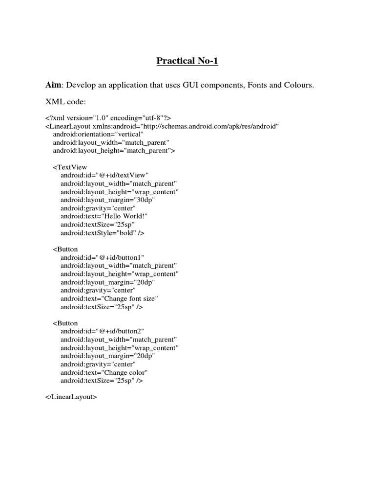 Practical No-1: Aim: Develop An Application That Uses GUI Components ... Practical No-1: Aim: Develop An Application That Uses GUI Components ...
