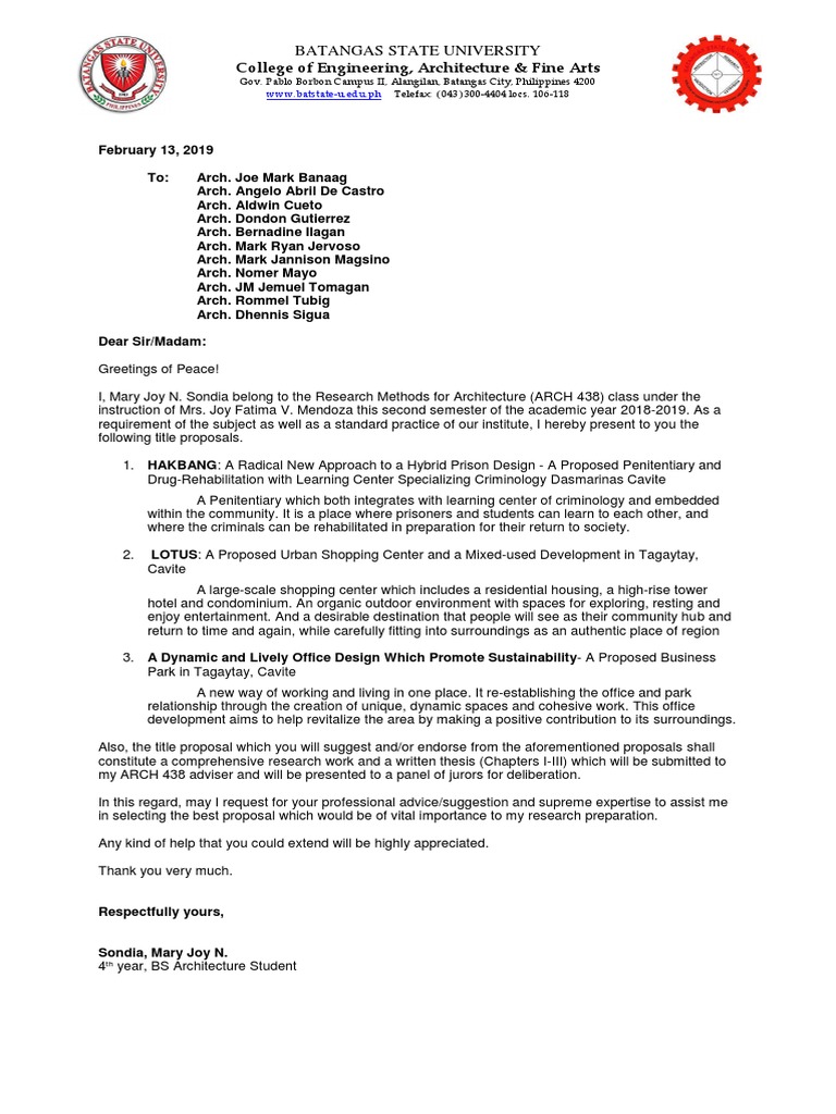 Sample Letter of Thesis | PDF | Thesis