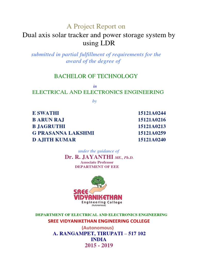 Dual Axis Solar Tracker Project Report | PDF