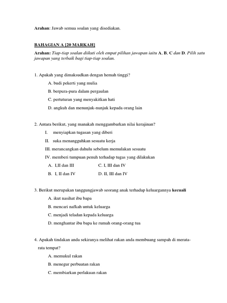 Moral Tingkatan 1 | PDF