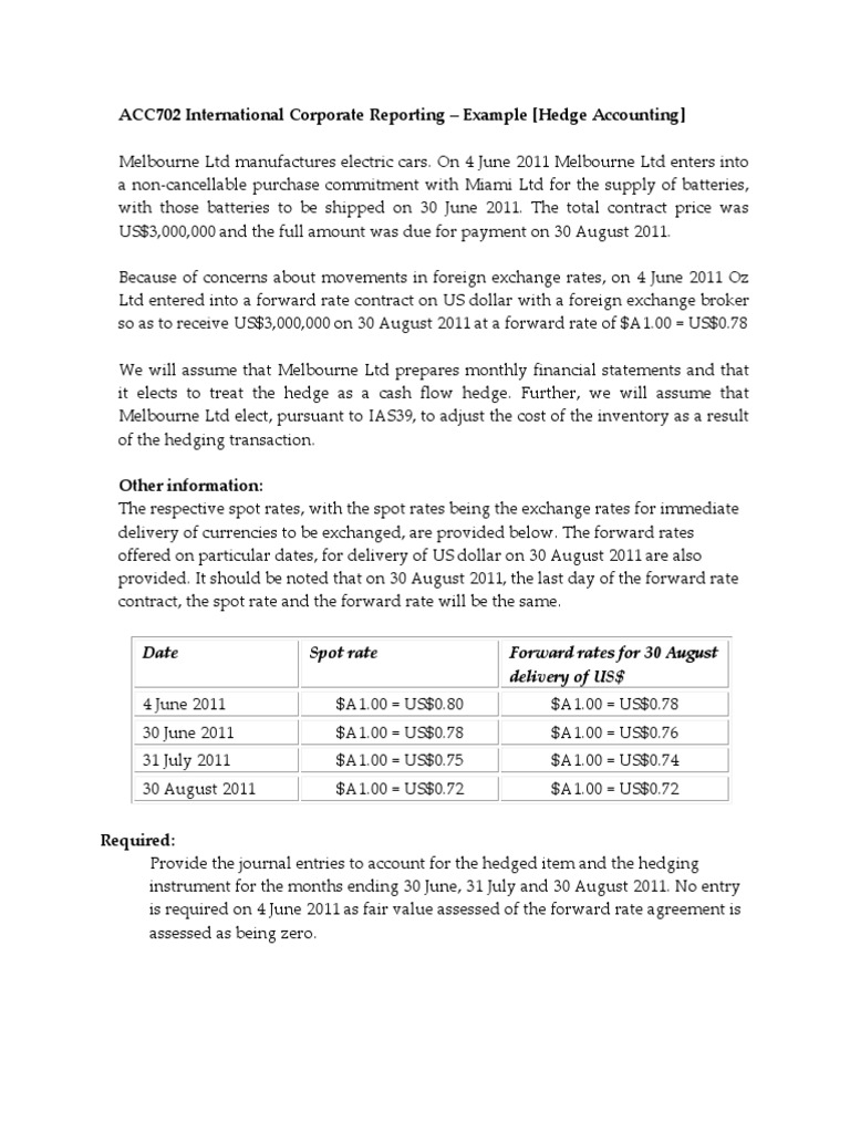 L-Hedge Accounting Example - Lecture Illustration | PDF