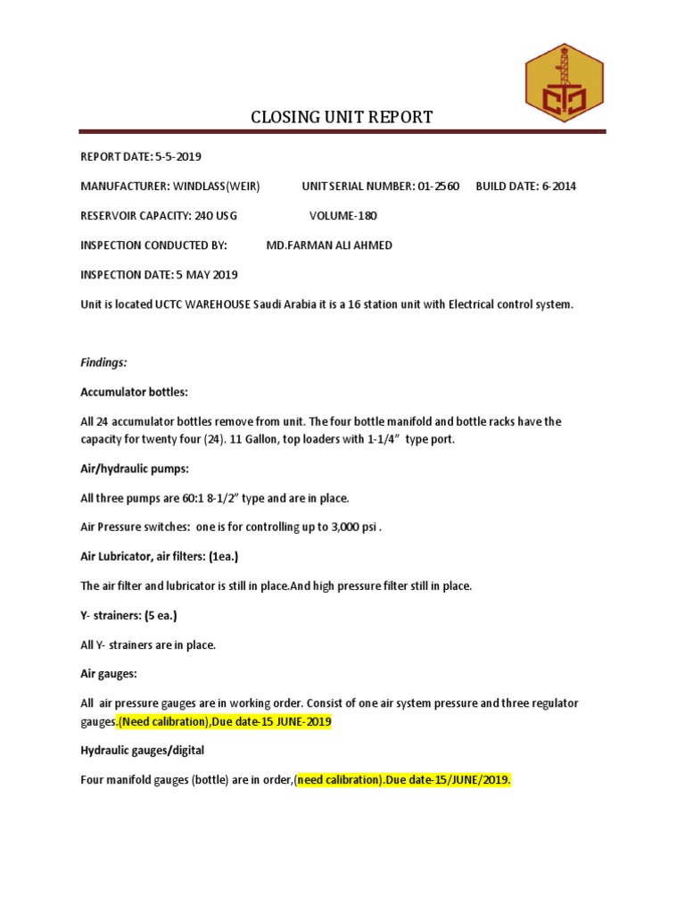 Closing Unit Report: Findings | Download Free PDF | Energy Technology ...