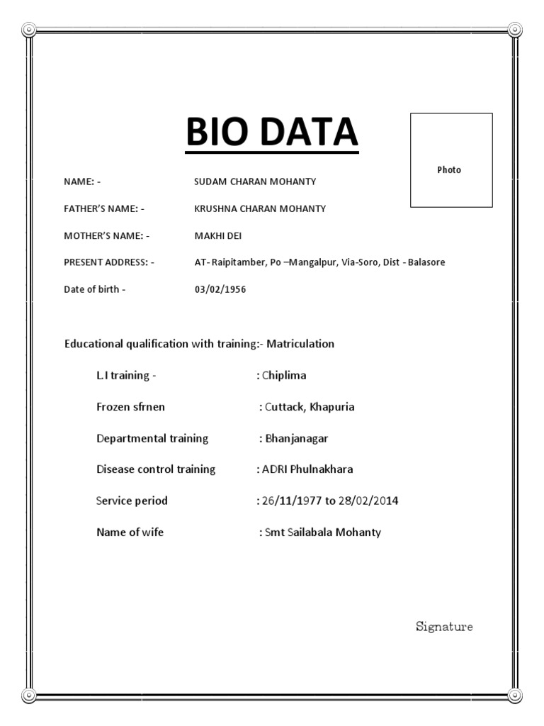 Bio Data | PDF