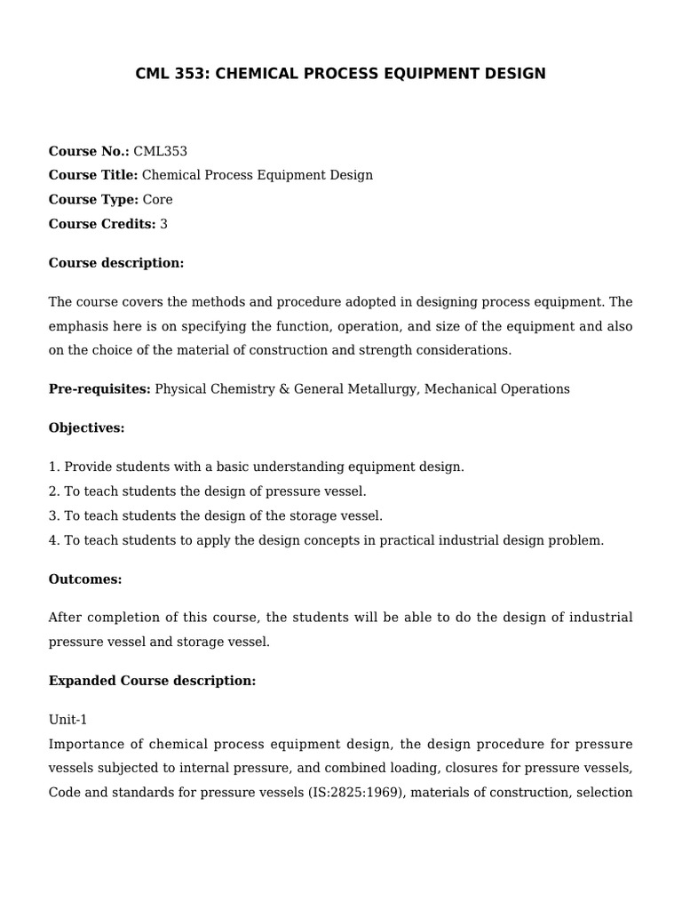 Chemical Process Equipment Design | PDF | Design | Chemistry