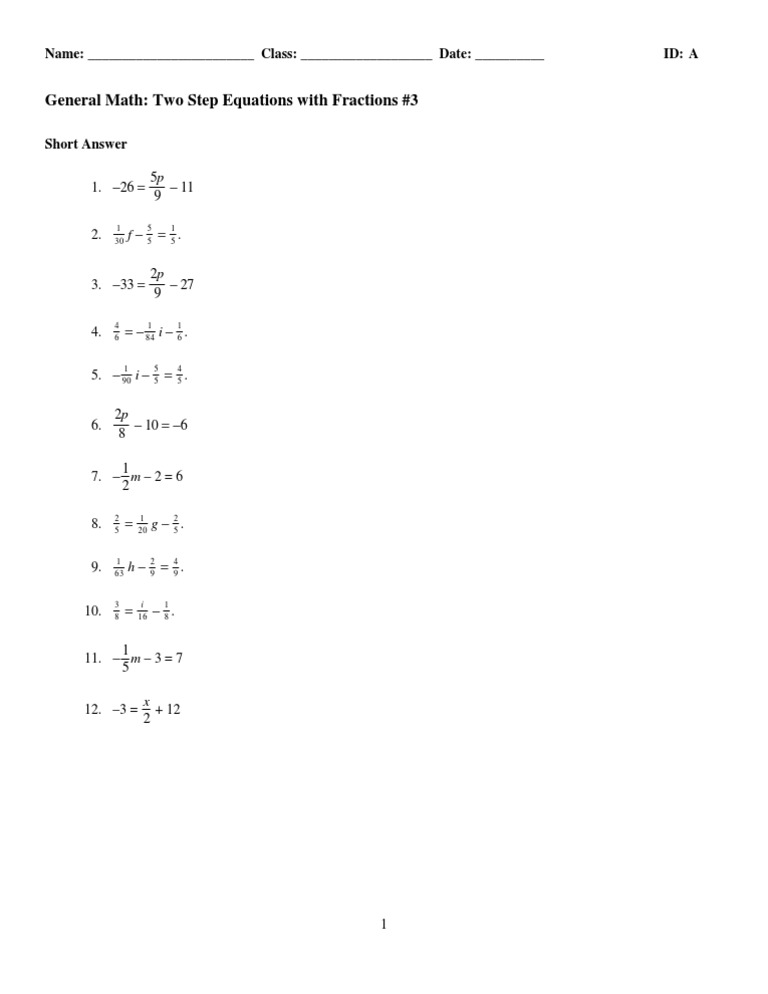 Solve Two-Step Fraction Equations | PDF | Teaching Methods & Materials