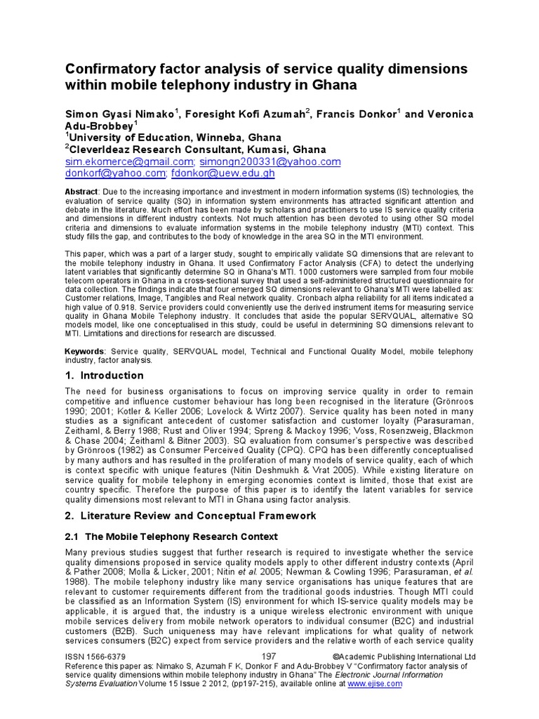 Servqual Questionnaire Scale | PDF | Factor Analysis | Data Analysis