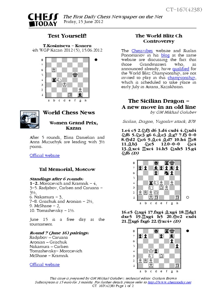 Test Yourself!: The First Daily Chess Newspaper On The Net | Download ...