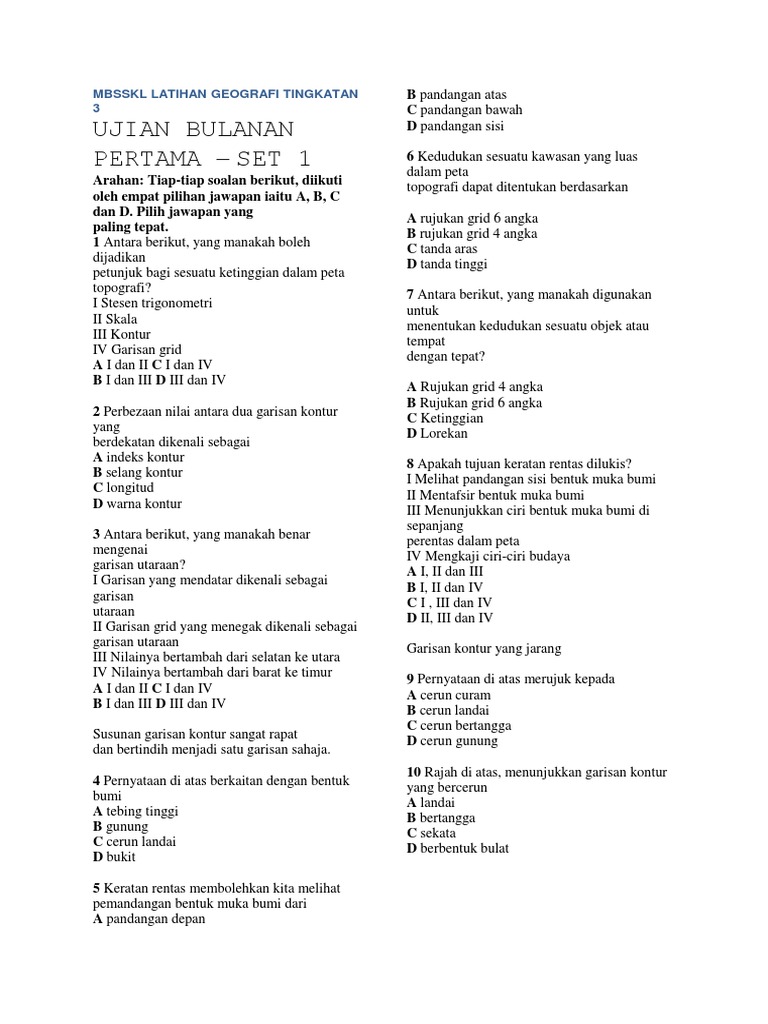Latihan Geografi Tingkatan 3 | PDF
