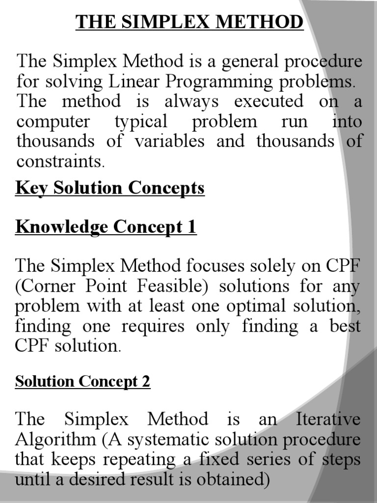 Simplex Method Pdf Mathematical Optimization Teaching Mathematics