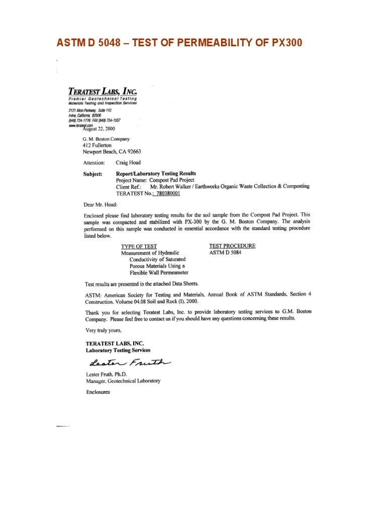 Permeability Test Astm5084 | PDF