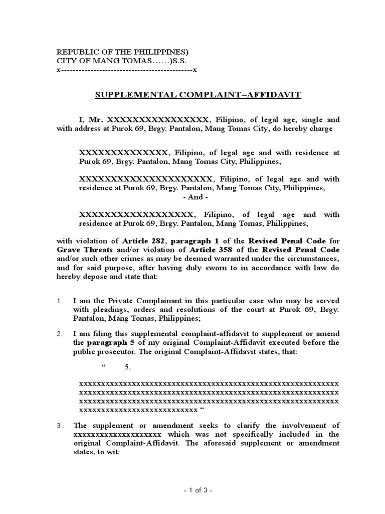 Supplemental Affidavit Complaint - SCRIBD Sample | PDF | Defamation ...