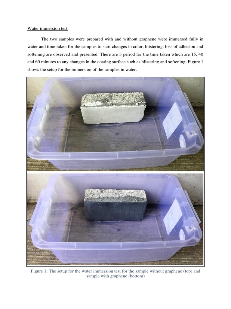 Figure 1: The Setup For The Water Immersion Test For The Sample Without ...