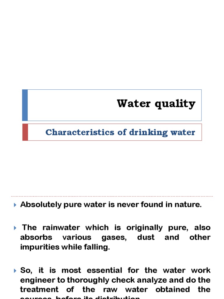 Water Quality: Characteristics of Drinking Water | PDF | Ph | Magnesium