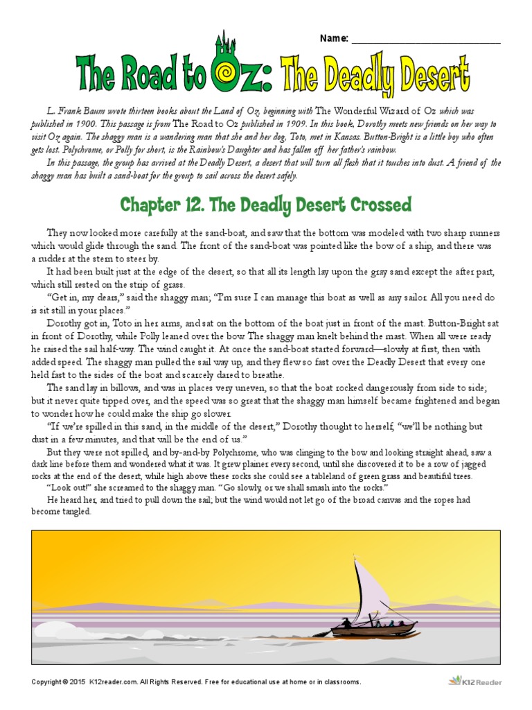 English Literary Text | PDF | The Road To Oz | The Wonderful Wizard Of Oz