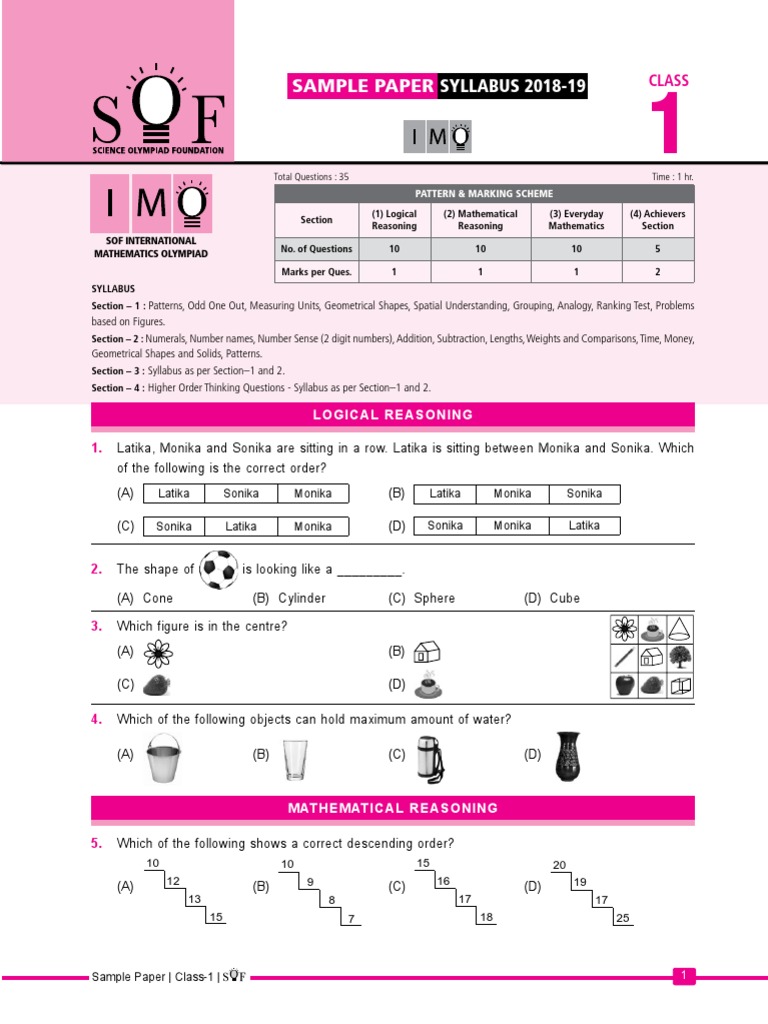 class-1-maths-test-paper-shape-physics-mathematics