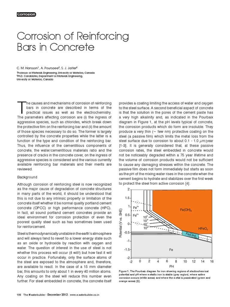 Corrosion of Reinforcing Bars in Concrete PDF | PDF | Corrosion ...