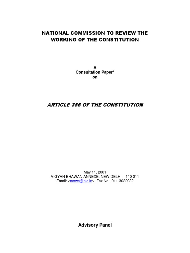 Article 356 Review National Commission | PDF | United States ...