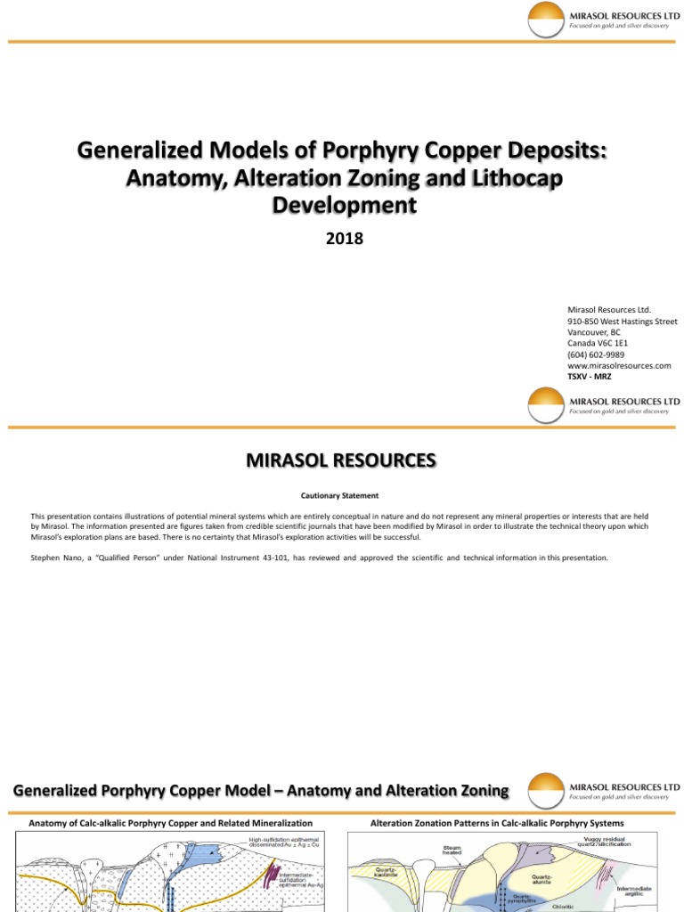 Generalized Models of Porphyry Copper Deposits Anatomy Alteration ...