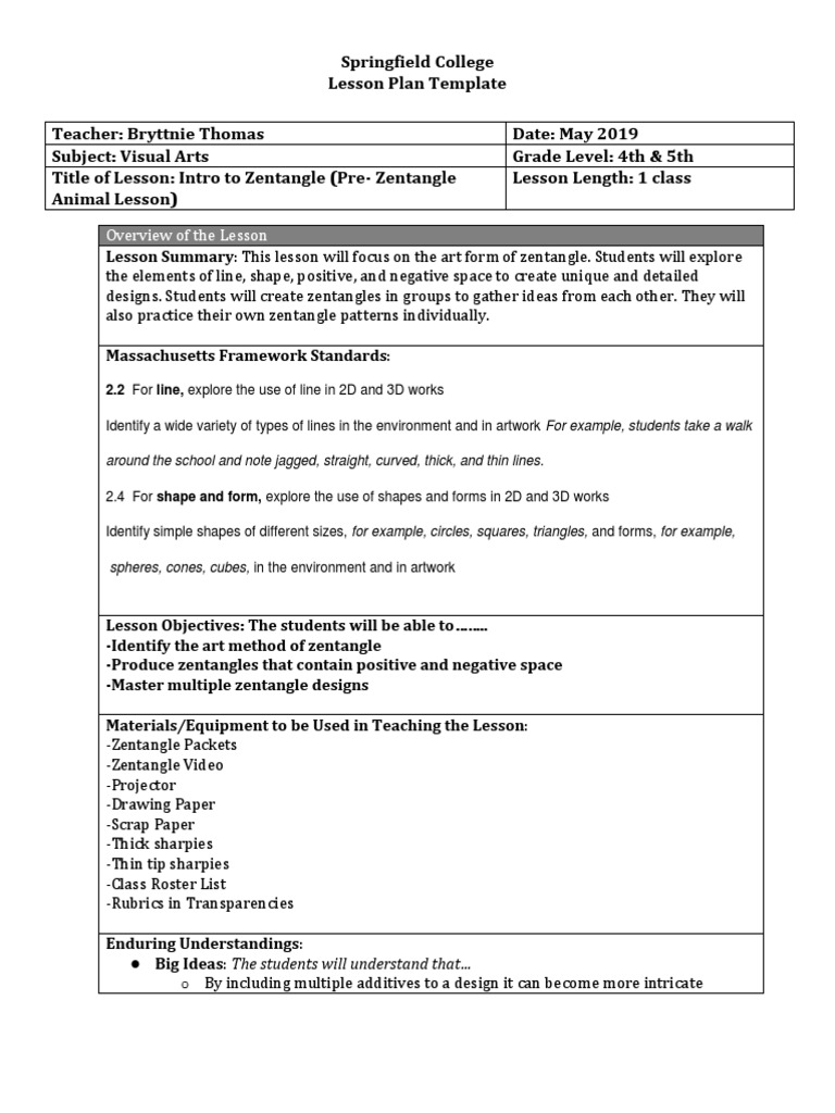 Intro To Zentangle | PDF | Shape | Lesson Plan