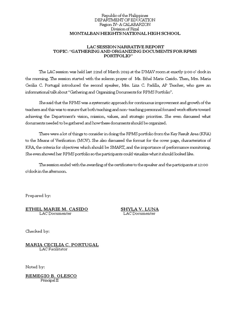 LAC Sessions Narrative Report | PDF | Educational Technology | Multimedia