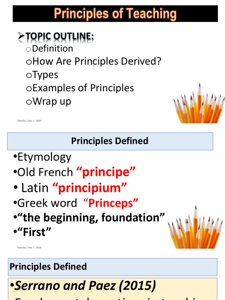Topic Outline: Odefinition: Ohow Are Principles Derived? Otypes ...