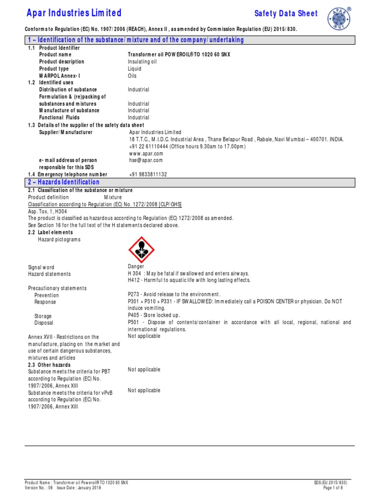 MSDS To 1020 60 SNX | PDF | Toxicity | Personal Protective Equipment