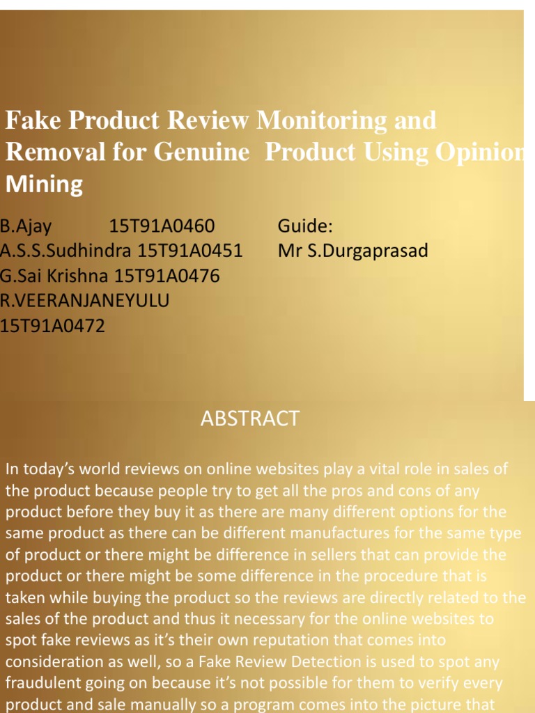 Fake Product Review Monitoring and Removal For Genuine Product Using ...