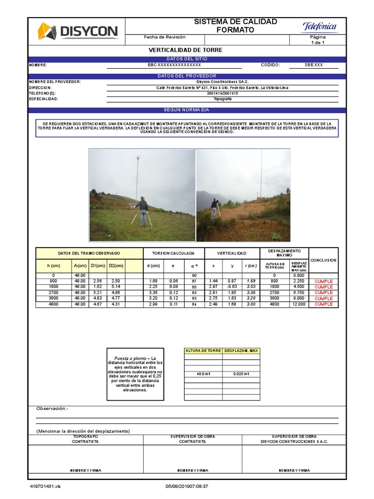 32 Verificacion de Verticalidad | PDF | Topografía | Geomática