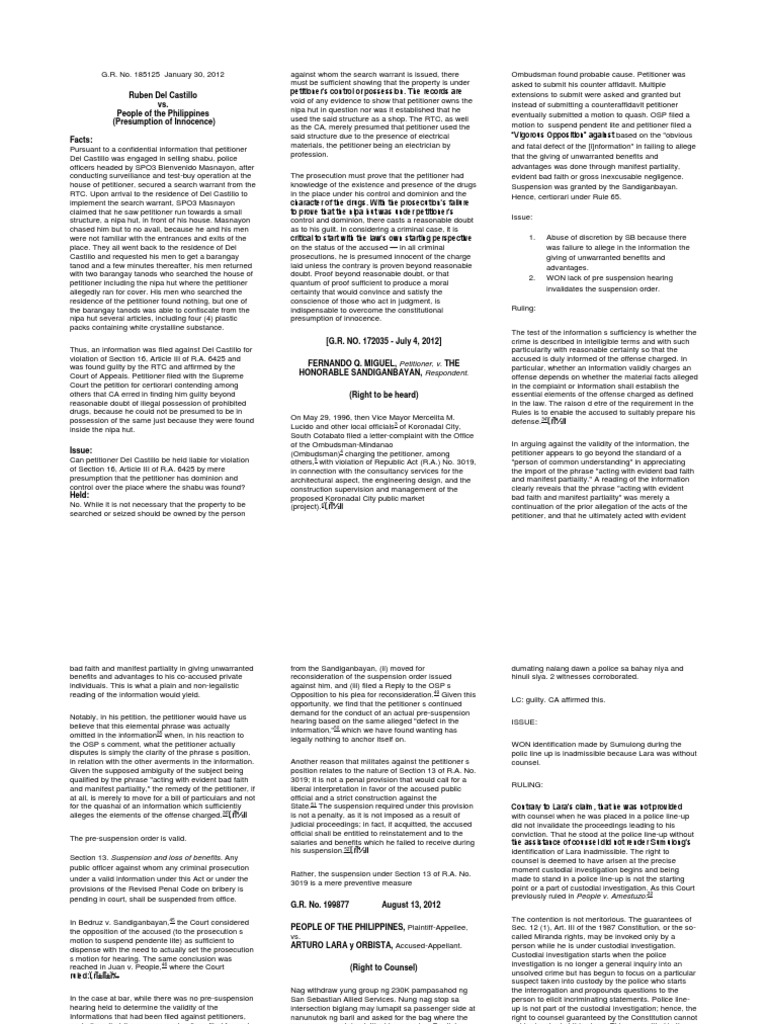Ruben Del Castillo vs. People of The Philippines (Presumption of ...