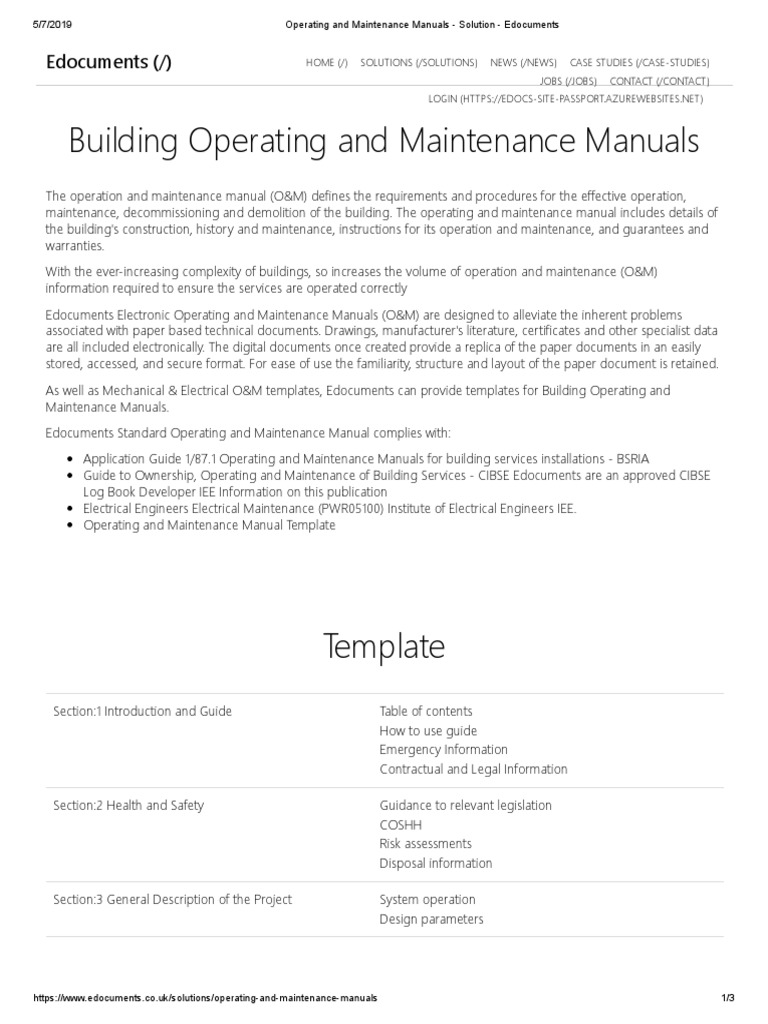 Operating and Maintenance Manuals - Solution - Edocuments | PDF ...