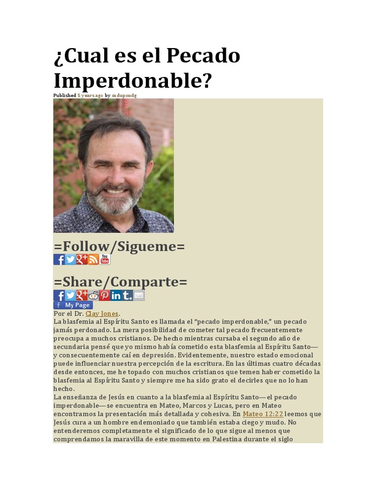 ¿Cual Es El Pecado Imperdonable | PDF | Pecado | espíritu Santo
