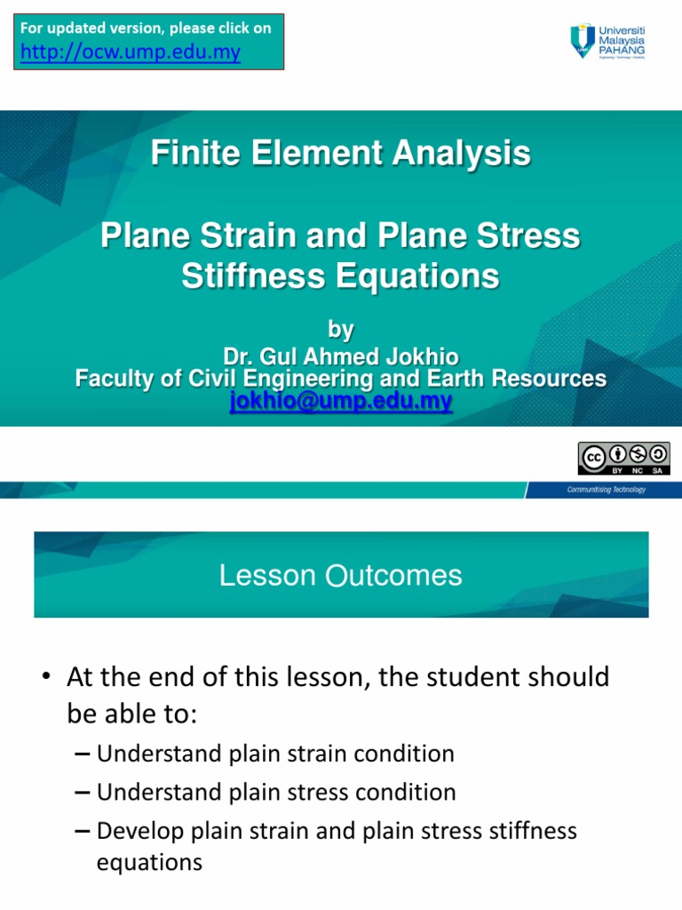 Finite Element Analysis Plane Strain and Plane Stress Stiffness Equations | Download Free PDF ...