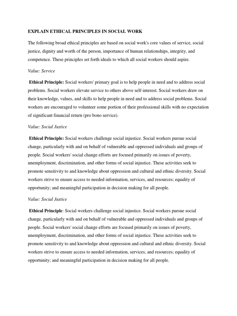 Explain Ethical Principles in Social Work | PDF | Confidentiality ...